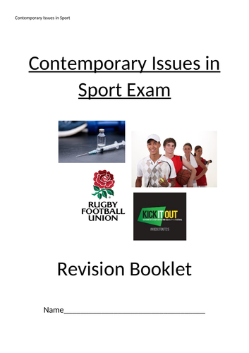 R051 Contemporary Issues in Sport Revision Booklet | Teaching Resources