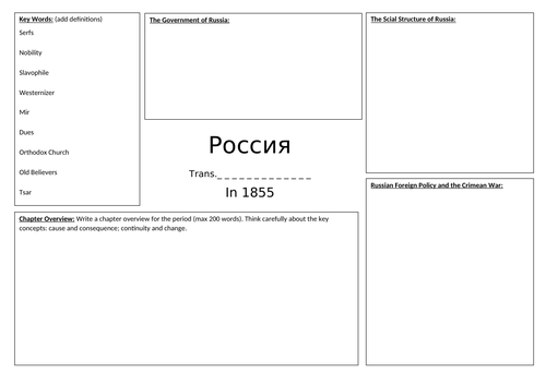 Tsarist Russia Revision Grids Pack | Teaching Resources