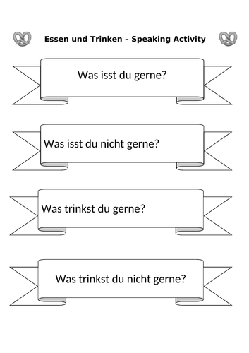 Essen und Trinken - Speaking / Starter Activity | Teaching Resources