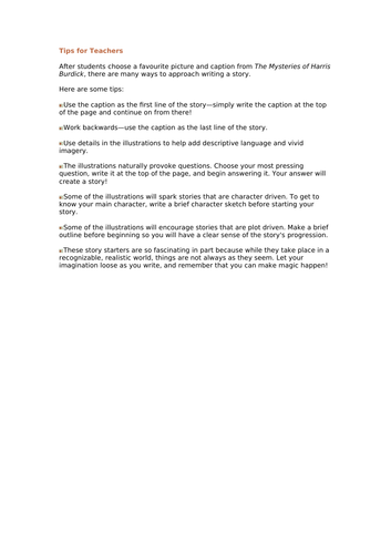 English year 5 and 6 The Mysteries of Harris Burdick Planning and ...