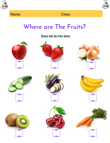 Fruits & Vegetables & Healthy & Unhealthy Food Worksheets for Kids (5 ...