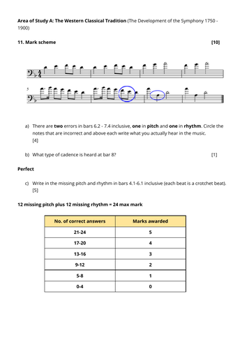 Eduqas Music A Level Q11 Melodic Dictation Listening Questions Set 1 ...