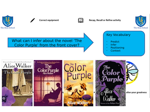 The Color Purple by Alice Walker- comprehension questions on each ...