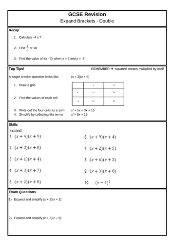 Revision - GCSE (F) - Algebra units | Teaching Resources
