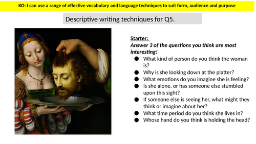 Descriptive writing for exam question 5 | Teaching Resources