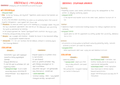 Obedience and Milgram Notes | Teaching Resources