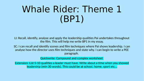 Whale Rider Theme Study (TEAL) | Teaching Resources