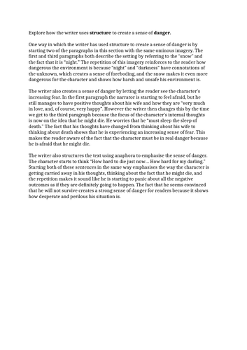 GCSE 9-1 English Language Structure Qu Model Answers | Teaching Resources