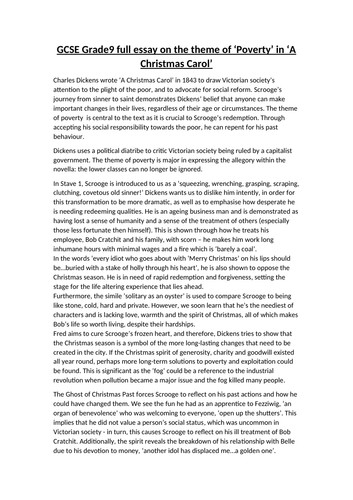 GCSE Grade9 full essay on the theme of ‘Poverty’ in ‘A Christmas Carol ...