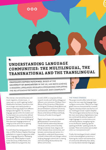 Understanding language communities: the multilingual, the transnational ...