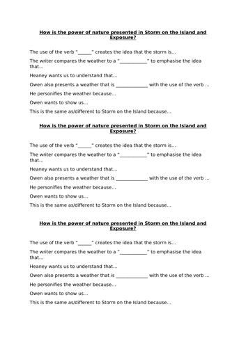 AQA GCSE English Literature. Comparing Poems - The Power of Nature ...