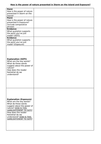 AQA GCSE English Literature. Comparing Poems - The Power of Nature ...