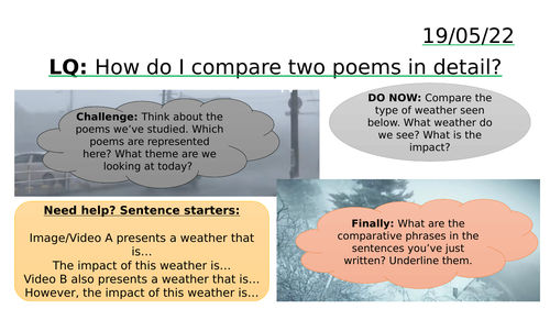 AQA GCSE English Literature. Comparing Poems - The Power of Nature ...