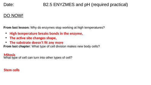 ENZYMES - GCSE BIOLOGY AQA | Teaching Resources