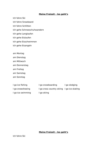 Echt 1 Einheit 3 Die Freizeit | Teaching Resources