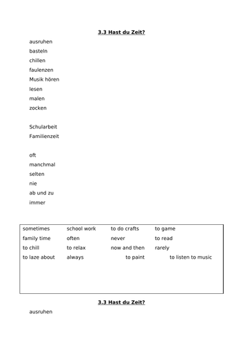 Echt 1 Einheit 3 Die Freizeit | Teaching Resources