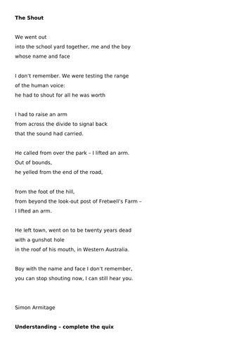 The Shout: Poem | Teaching Resources