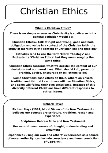 Christian Ethics | Teaching Resources