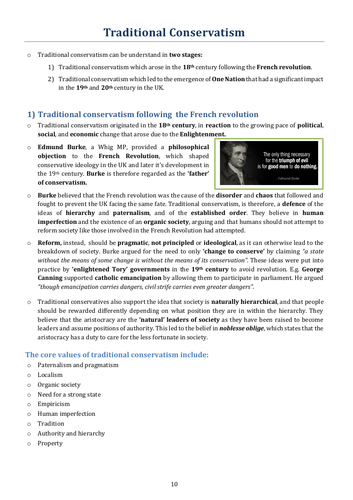 Traditional Conservatism A Level Politics | Teaching Resources