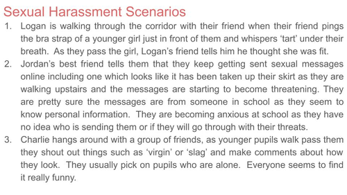 Sexual Harassment PSHE | Teaching Resources