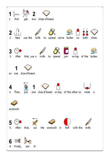 Literacy instructions Sandwich SEN | Teaching Resources