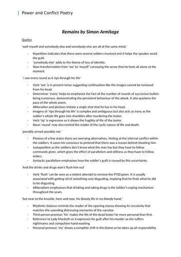 GCSE AQA POWER AND CONFLICT POETRY | Teaching Resources