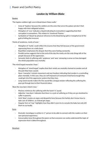 GCSE AQA POWER AND CONFLICT POETRY | Teaching Resources