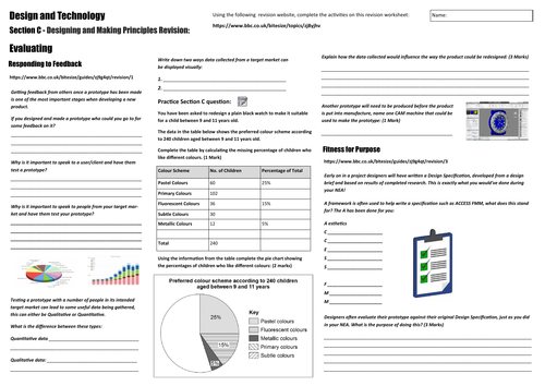 Designing and Making Principles - Section C Revision (Evaluating ...