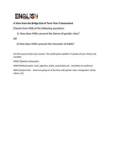 A View from the Bridge Scheme of Work unit KS3 | Teaching Resources