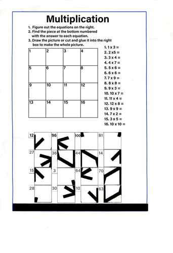 Multiplication puzzle. | Teaching Resources