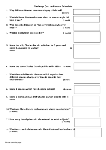 Famous Scientists Information PowerPoint, Quiz and Teacher Answers ...