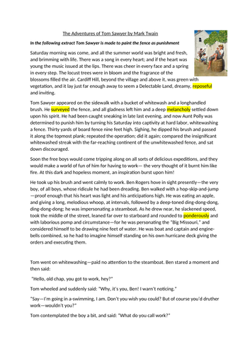 Tom Sawyer extract | Teaching Resources