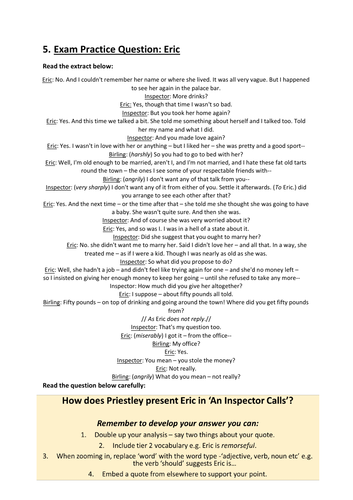 An Inspector Calls Exam Questions: Character | Teaching Resources An Inspector Calls Exam Questions: Character | Teaching Resources