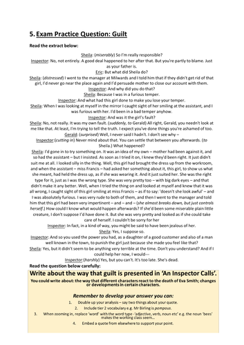 An Inspector Calls Exam Questions: Themes | Teaching Resources