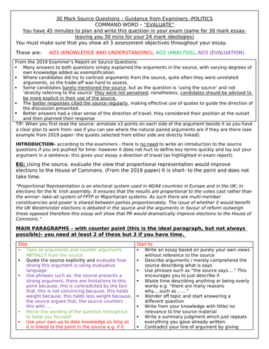 Politics Alevel Source Questions | Teaching Resources