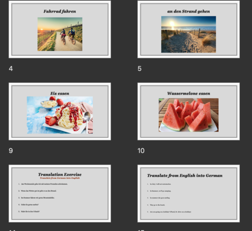 "Im Sommer" Vocabulary + Translation Task | Teaching Resources