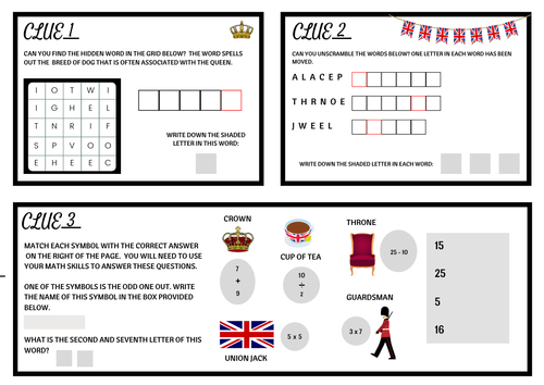 The Queen's Jubilee Escape Room Game Quiz . KS2 /KS3 Clues /Quiz ...