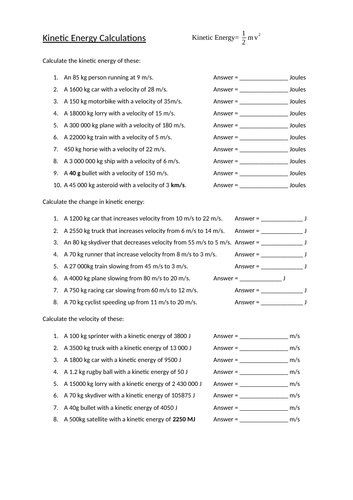Kinetic Energy | Teaching Resources