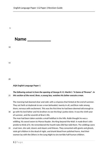AQA English Language Revision Guide/Overview: Paper 1 and Paper 2 ...