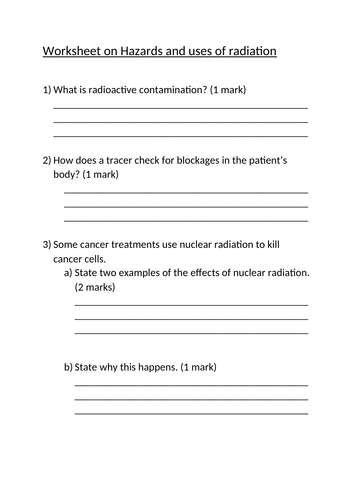 Uses and Hazards of Ionising Radition | Teaching Resources