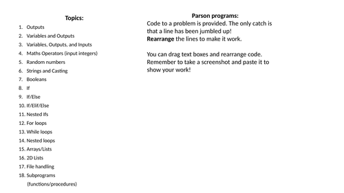 Python Parsons Problems Easy Difficulty Teaching Resources