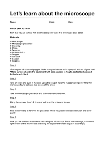Studying animal and plant cells using a microscope | Teaching Resources