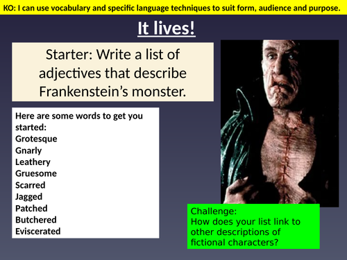Descriptive writing - monster KS3 | Teaching Resources