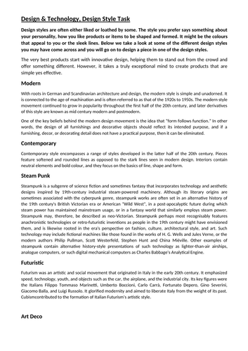 DT Designer Styles | Teaching Resources