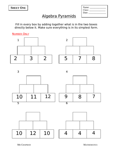 Number Pyramids | Teaching Resources