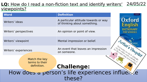 AQA English Language Paper 2:Identifying Writers' Viewpoints | Teaching ...