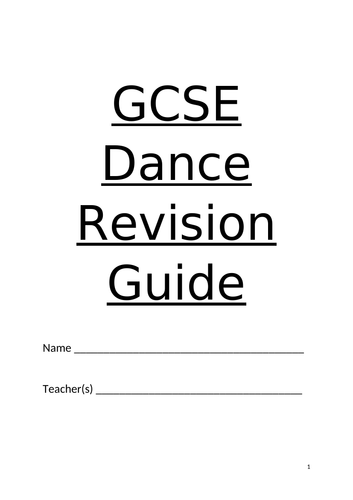 GCSE Dance Revision Guide | Teaching Resources