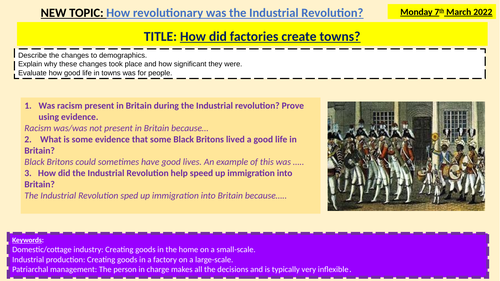 Industrial Revolution Year 8 lesson bundle | Teaching Resources
