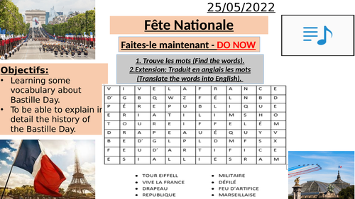 Bastille Day (Cultural lesson with activities - PPT, wordsearch, Fill ...