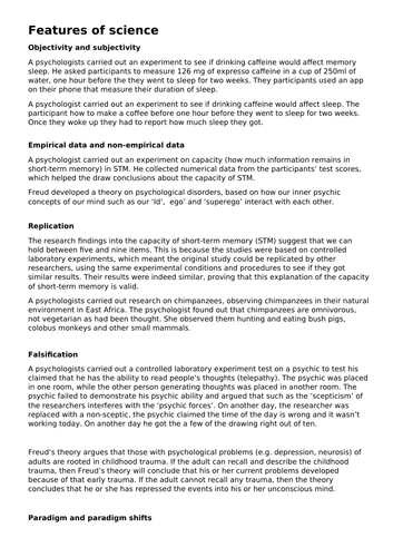 A Level Psychology: Features of Science | Teaching Resources